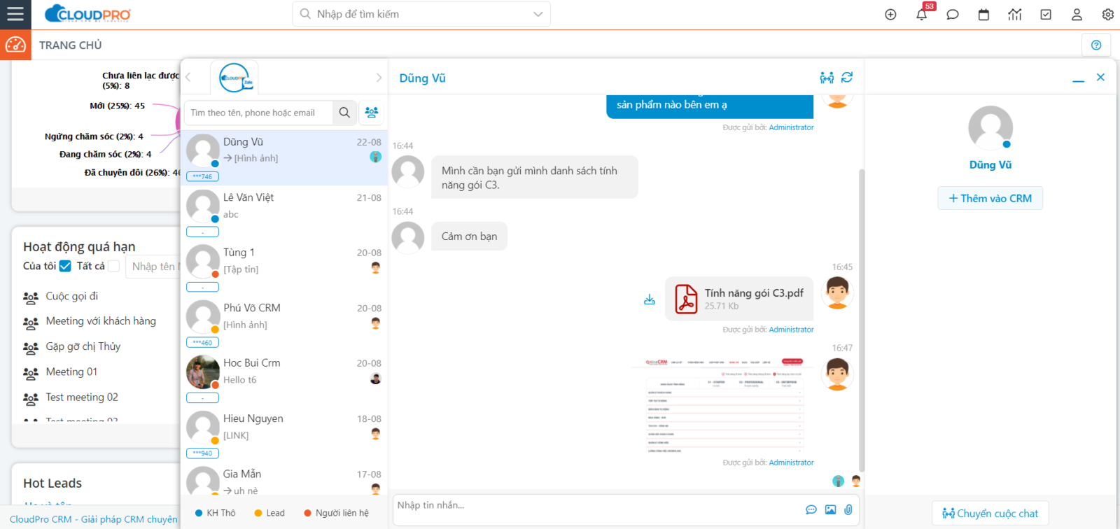Gửi tin nhắn Chatbox – Hướng dẫn sử dụng CloudproCRM