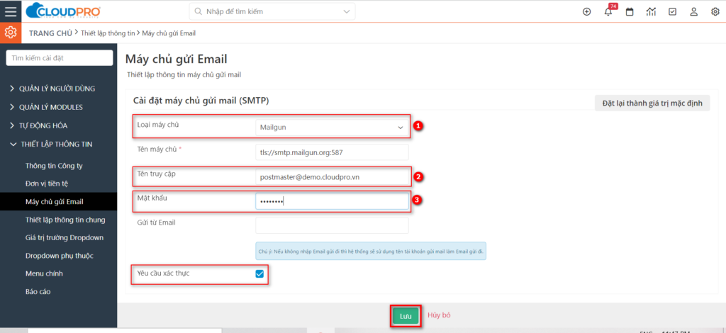 MAIL GUN – Hướng dẫn sử dụng CloudPRO CRM