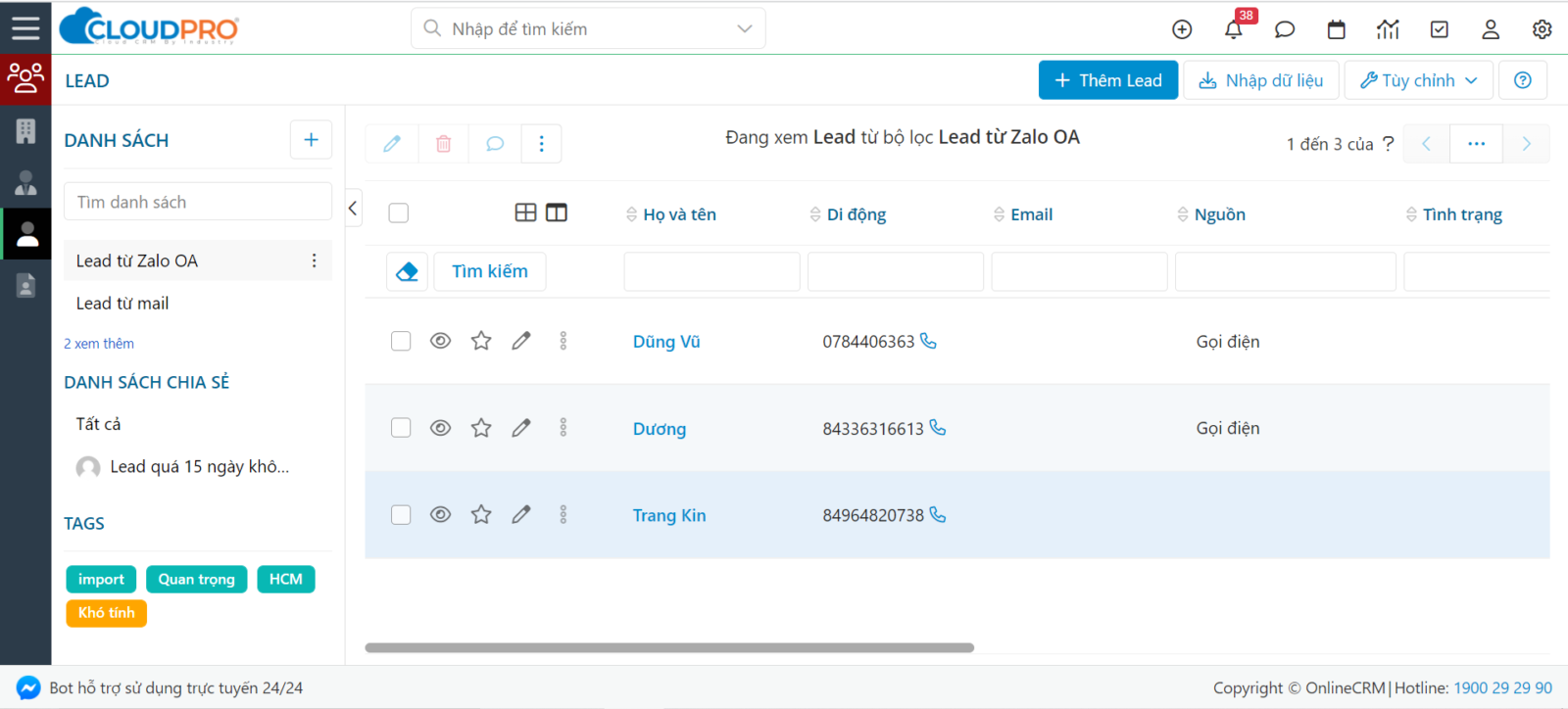 Gửi Zalo Miễn phí – Hướng dẫn sử dụng CloudPRO CRM