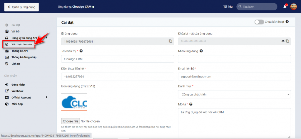 Kết nối Zalo OA – Hướng dẫn sử dụng CloudproCRM