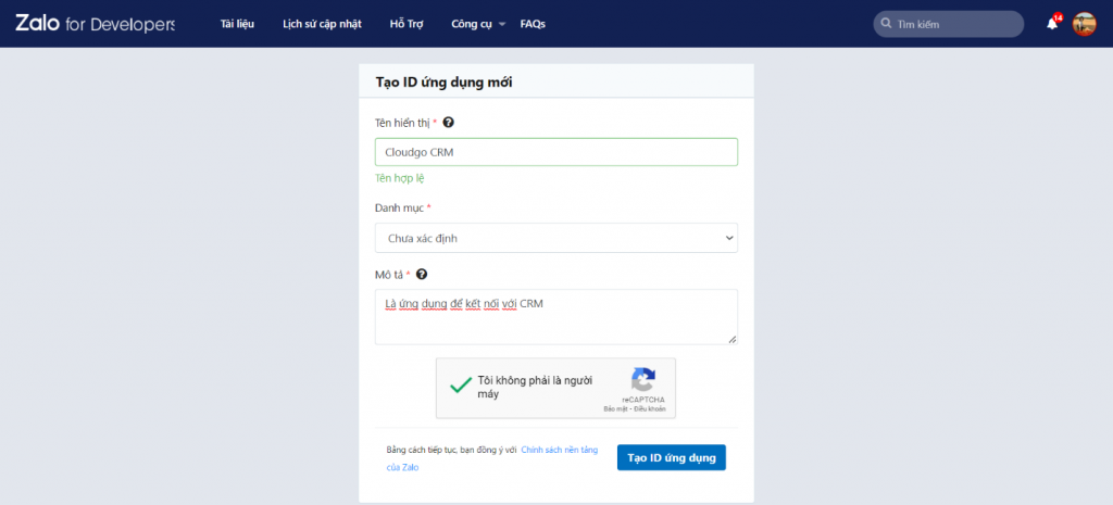 Kết nối Zalo OA – Hướng dẫn sử dụng CloudproCRM