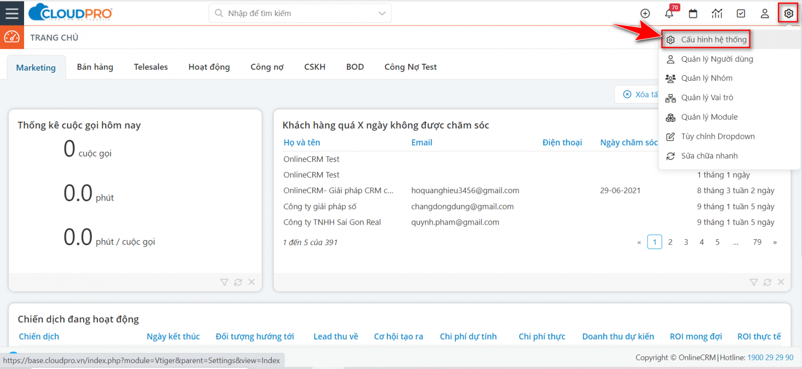 Cấu hình chatbox tập trung – Hướng dẫn sử dụng CloudPRO CRM